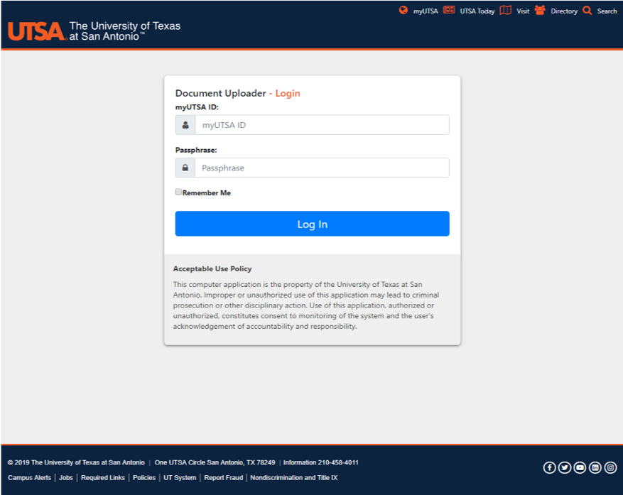 Document Uploader - UT San Antonio One Stop