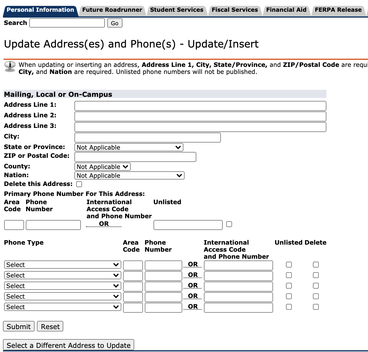 Updating Personal Information - UTSA One Stop